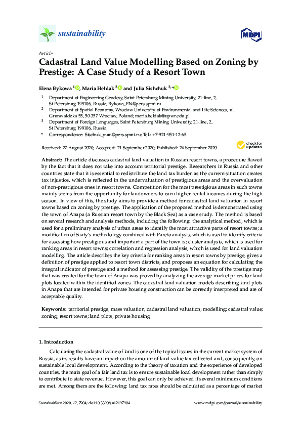 (PDF) Cadastral Land Value Modelling Based on Zoning by Prestige: A ...