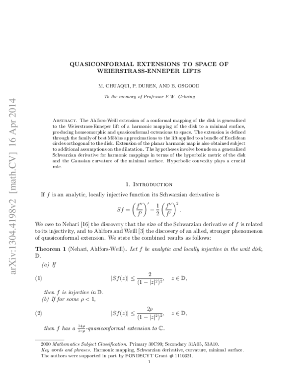 (PDF) Quasiconformal Extensions to Space of Weierstrass-Enneper Lifts ...