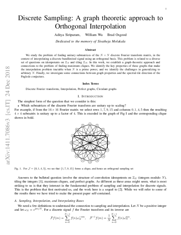 Pdf Discrete Sampling And Interpolation Orthogonal Interpolation For