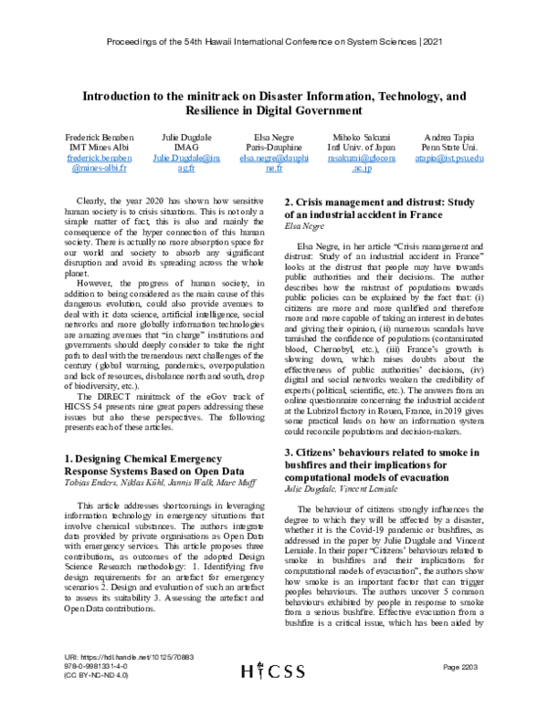 (PDF) Introduction to the Minitrack on Disaster Information, Resilience ...