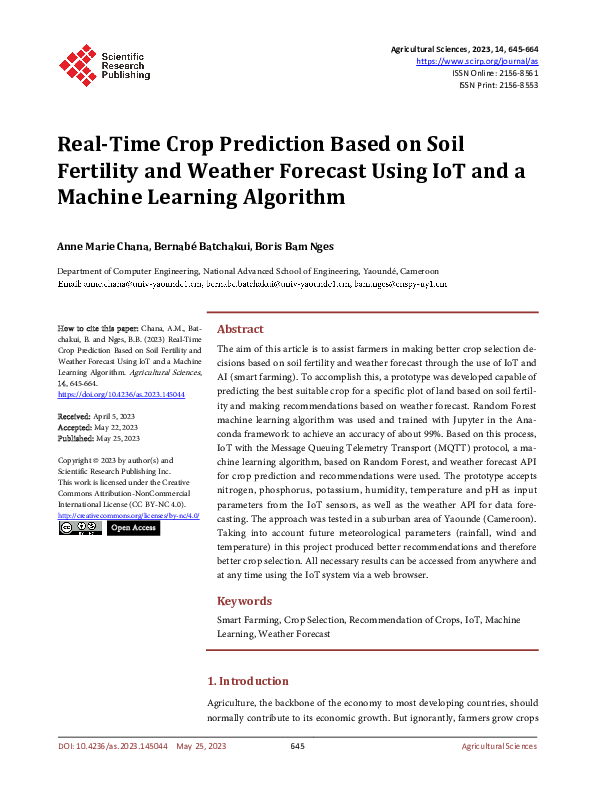 (PDF) Real-Time Crop Prediction Based on Soil Fertility and Weather ...