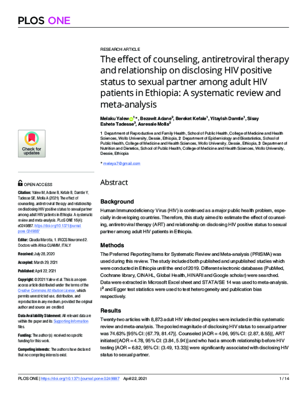 (PDF) The effect of counseling, antiretroviral therapy and relationship ...