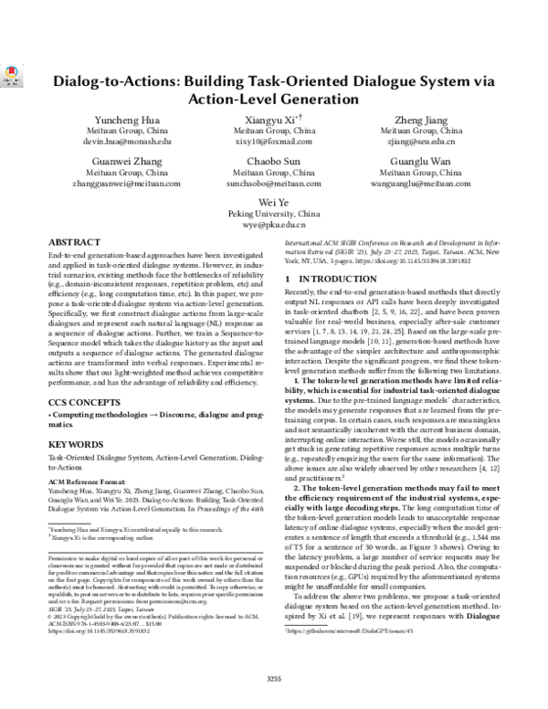 Pdf Dialog To Actions Building Task Oriented Dialogue System Via