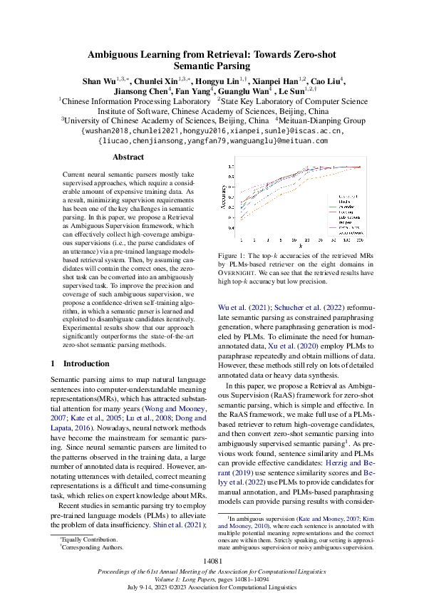 (PDF) Ambiguous Learning from Retrieval: Towards Zero-shot Semantic Parsing