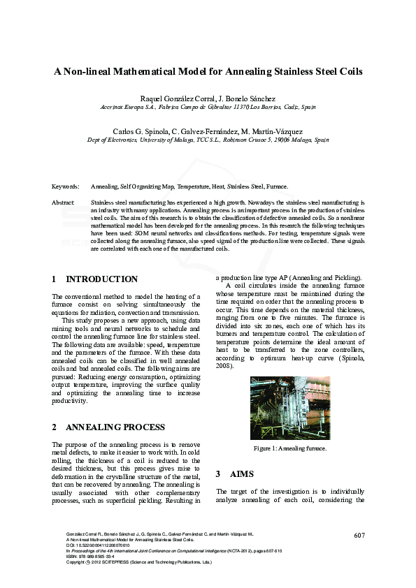 (PDF) A Non-lineal Mathematical Model for Annealing Stainless Steel Coils