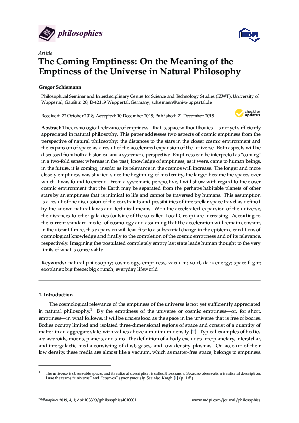 (PDF) The Coming Emptiness: On the Meaning of the Emptiness of the ...