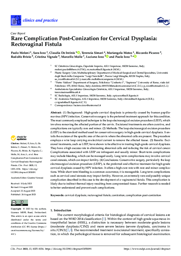 (PDF) Rare Complication Post-Conization for Cervical Dysplasia ...