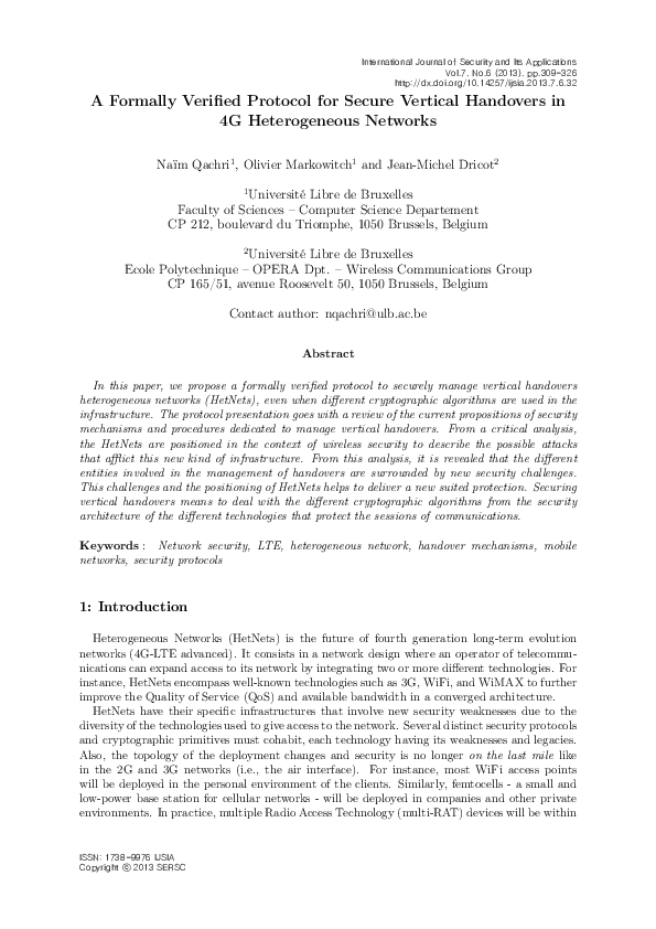 Pdf A Formally Verified Protocol For Secure Vertical Handovers In 4g Heterogeneous Networks