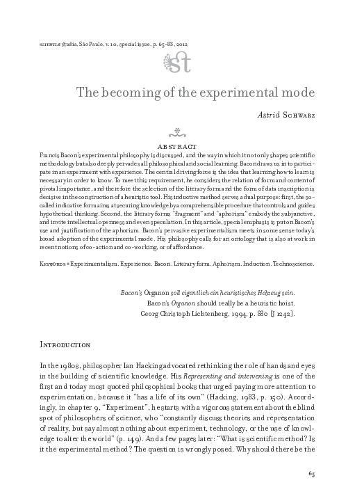 (PDF) The becoming of the experimental mode