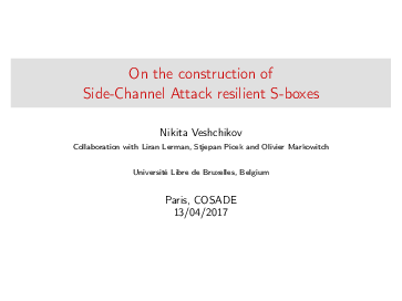 (PDF) On the Construction of Side-Channel Attack Resilient S-boxes