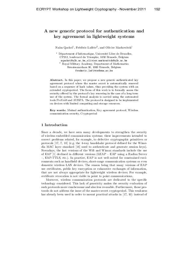 (PDF) A new generic protocol for authentication and key agreement in lightweight systems ...
