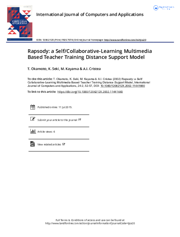 (PDF) Rapsody: a Self/Collaborative-Learning Multimedia Based Teacher Training Distance Support ...