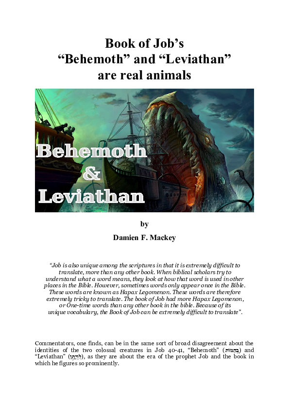 (DOC) Book of Job’s "Behemoth" and "Leviathan" are real animals