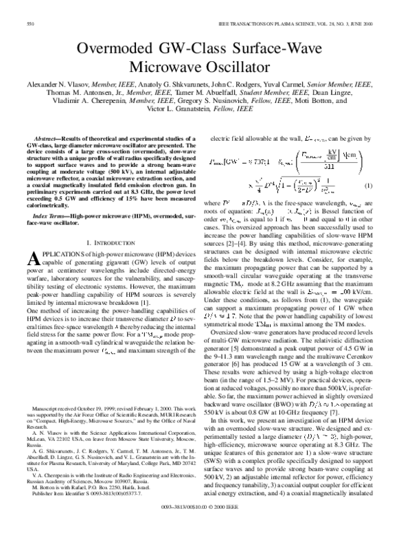 (PDF) Overmoded GW-class surface-wave microwave oscillator