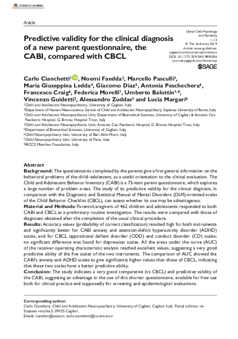 (PDF) Predictive validity for the clinical diagnosis of a new parent ...