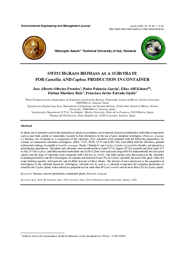 (PDF) SWITCHGRASS BIOMASS AS A SUBSTRATE FOR Camellia AND Cuphea ...