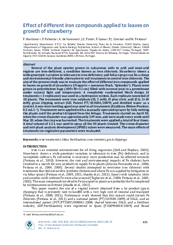 (PDF) Effect of different iron compounds applied to leaves on growth of ...