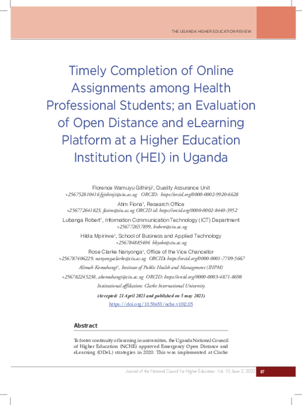 (PDF) Timely Completion of Online Assignments among Health Professional Students; an Evaluation ...