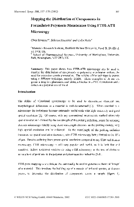 (PDF) Mapping the distribution of components in formulated polymeric membranes using FTIR-ATR ...