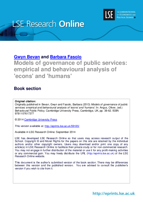 (PDF) Models of governance of public services: empirical and ...