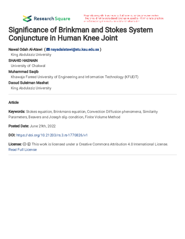 (PDF) Significance of Brinkman and Stokes System Conjuncture in Human ...