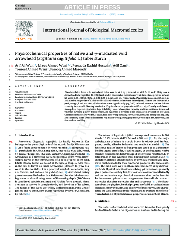 (PDF) Physicochemical properties of native and γ-irradiated wild ...