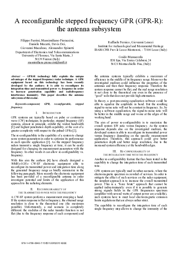 (PDF) A reconfigurable stepped frequency GPR (GPR-R): The antenna ...