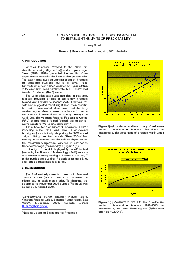(PDF) 1 Using a Knowledge Based Forecasting System to Establish the Limits of Predictability