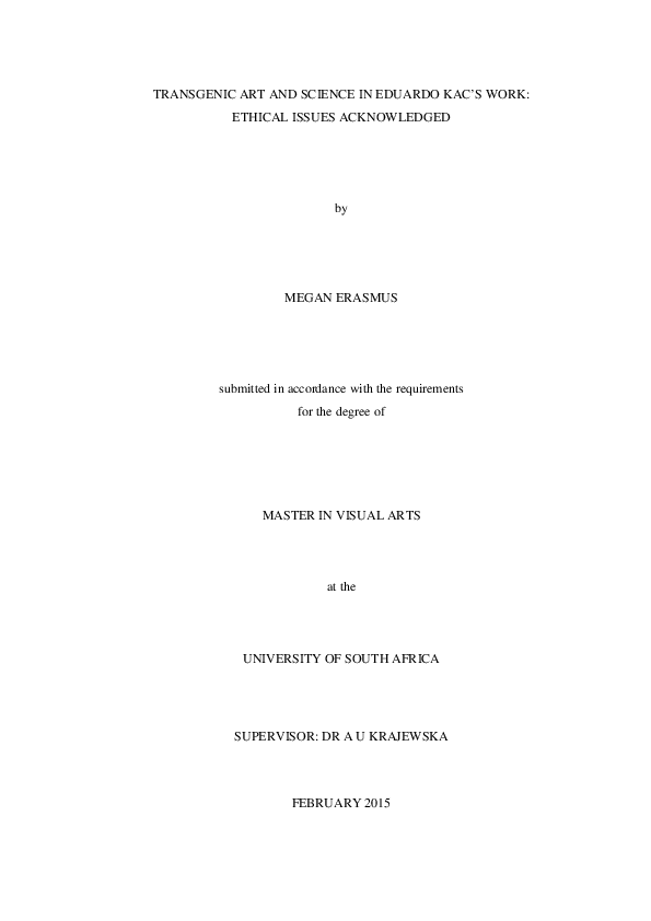 (PDF) Transgenic Art and Science in Eduardo Kac’s Work: Ethical Issues ...