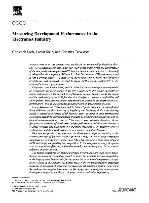 (PDF) Measuring Development Performance in the Electronics Industry