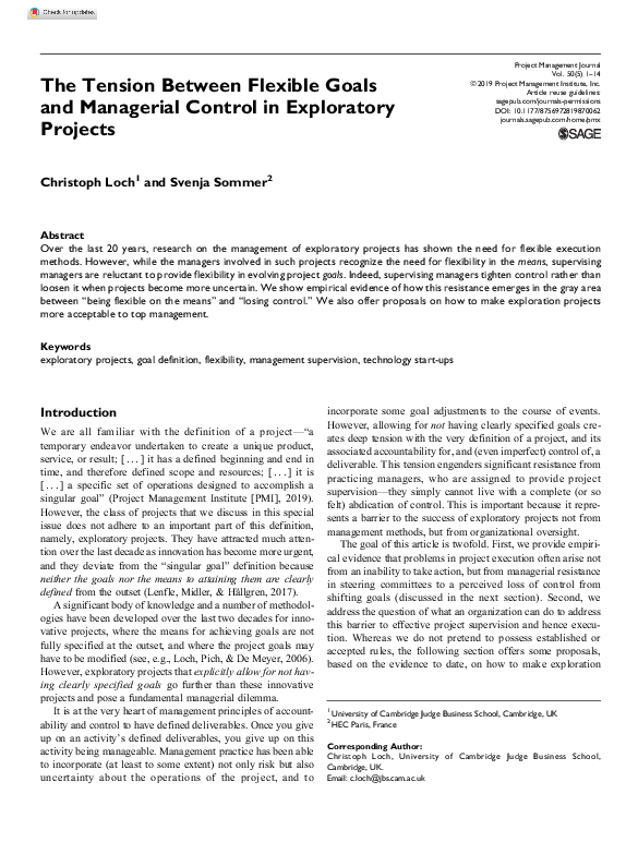 (PDF) The Tension Between Flexible Goals and Managerial Control in ...