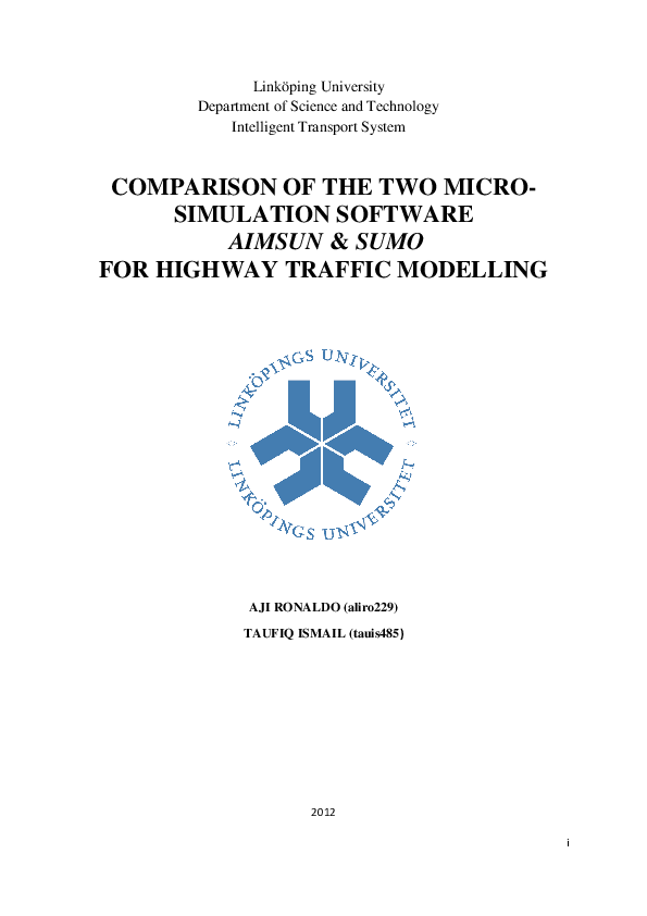 (PDF) Comparison of the two Micro-Simulation Software AIMSUN a SUMO for Highway Traffic ...