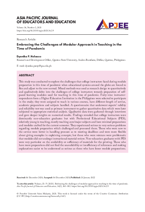 (PDF) Embracing the Challenges of Modular Approach in Teaching in the ...