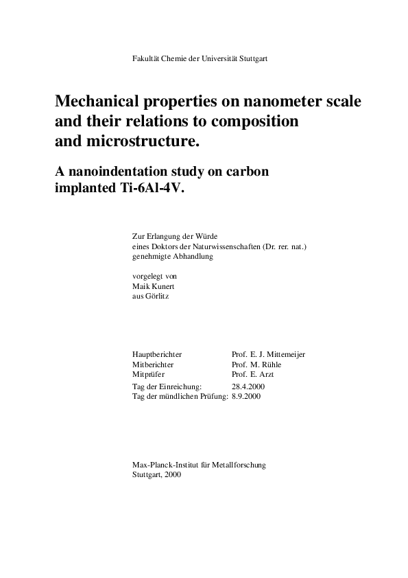 (PDF) Mechanical properties on nanometer scale and their relations to ...