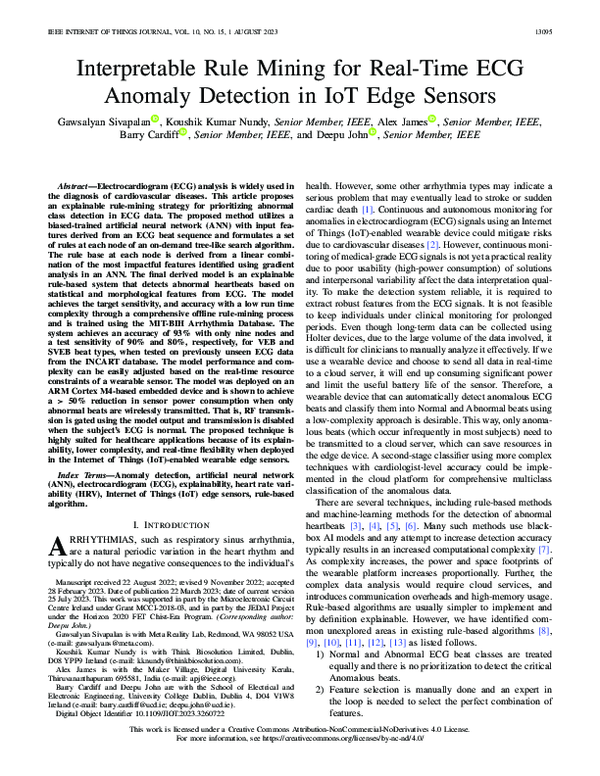 (PDF) Interpretable Rule Mining for Real-Time ECG Anomaly Detection in IoT Edge Sensors