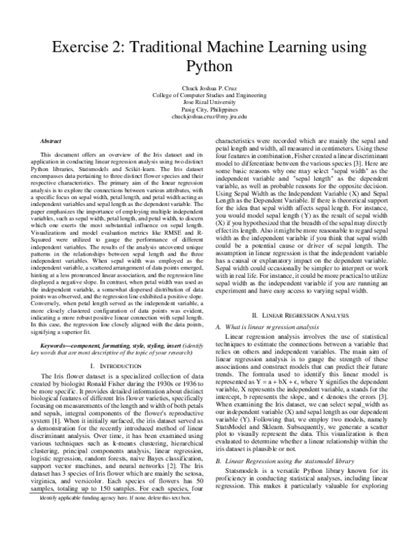 (PDF) Traditional Machine Learning using Python