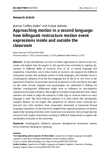 (PDF) Approaching motion in a second language: how bilinguals ...