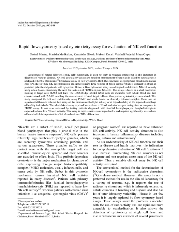 (PDF) Rapid flow cytometry based cytotoxicity assay for evaluation of ...