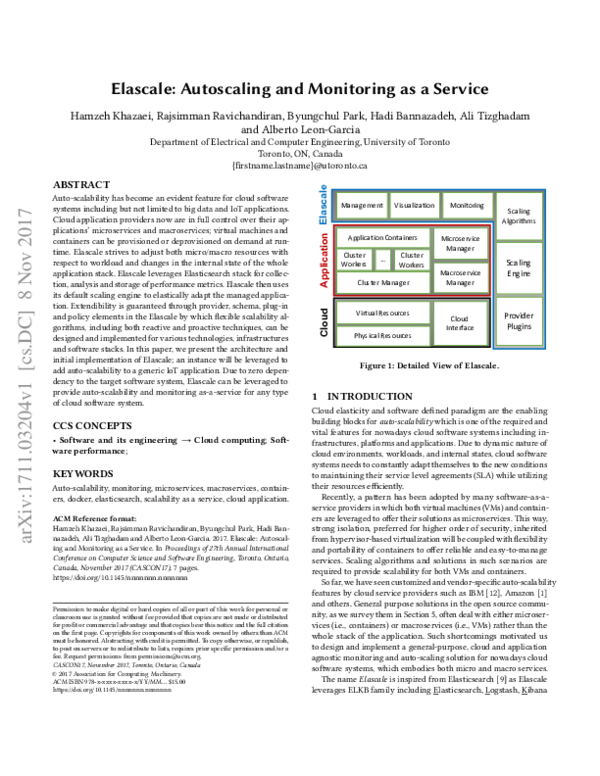 (PDF) Elascale: Autoscaling and Monitoring as a Service