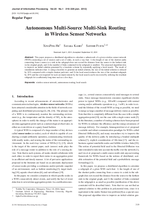 (PDF) Autonomous Multi-Source Multi-Sink Routing in Wireless Sensor Networks