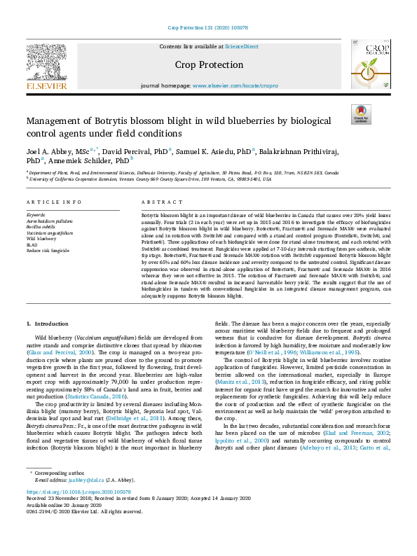 (PDF) Efficacy of fungicides with different modes of action in ...