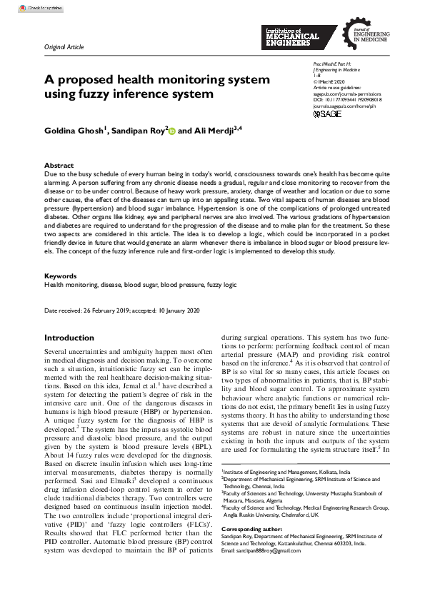 Pdf A Proposed Health Monitoring System Using Fuzzy Inference System 