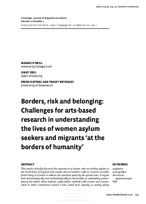 (PDF) Borders, risk and belonging: Challenges for arts-based research ...