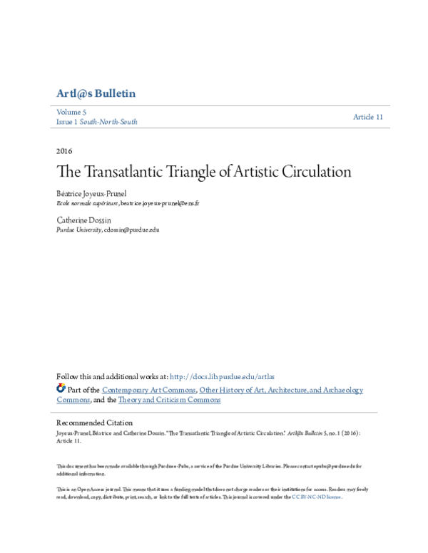 (PDF) The Transatlantic Triangle of Artistic Circulation Part of the ...