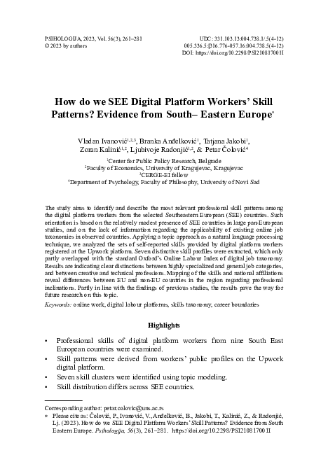 (PDF) How do we see digital platform workers’ skill patterns? Evidence ...