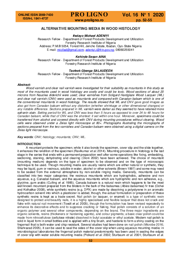 (PDF) Alternative mounting media in wood histology