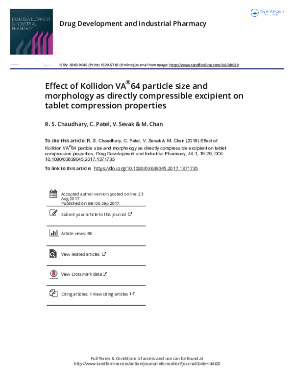(PDF) Effect of Kollidon VA®64 particle size and morphology as directly ...
