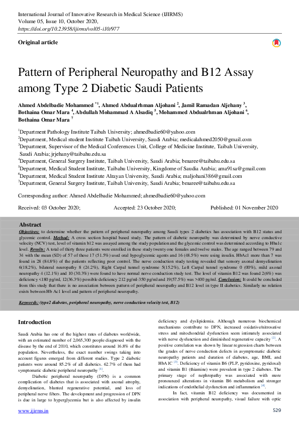 (PDF) Pattern of Peripheral Neuropathy and B12 Assay among Type 2 ...