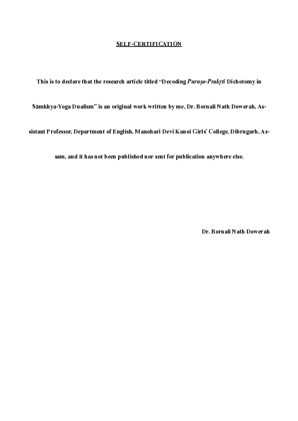 (PDF) Decoding Puruṣa-Prakṛti Dichotomy in Sāmkhya-Yoga Dualism