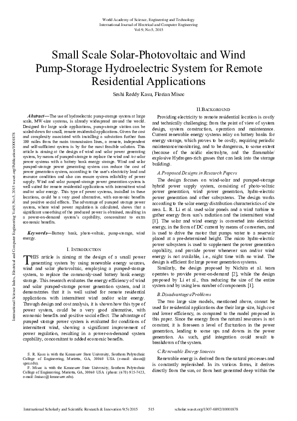 (PDF) Small Scale Solar-Photovoltaic and Wind Pump-Storage ...